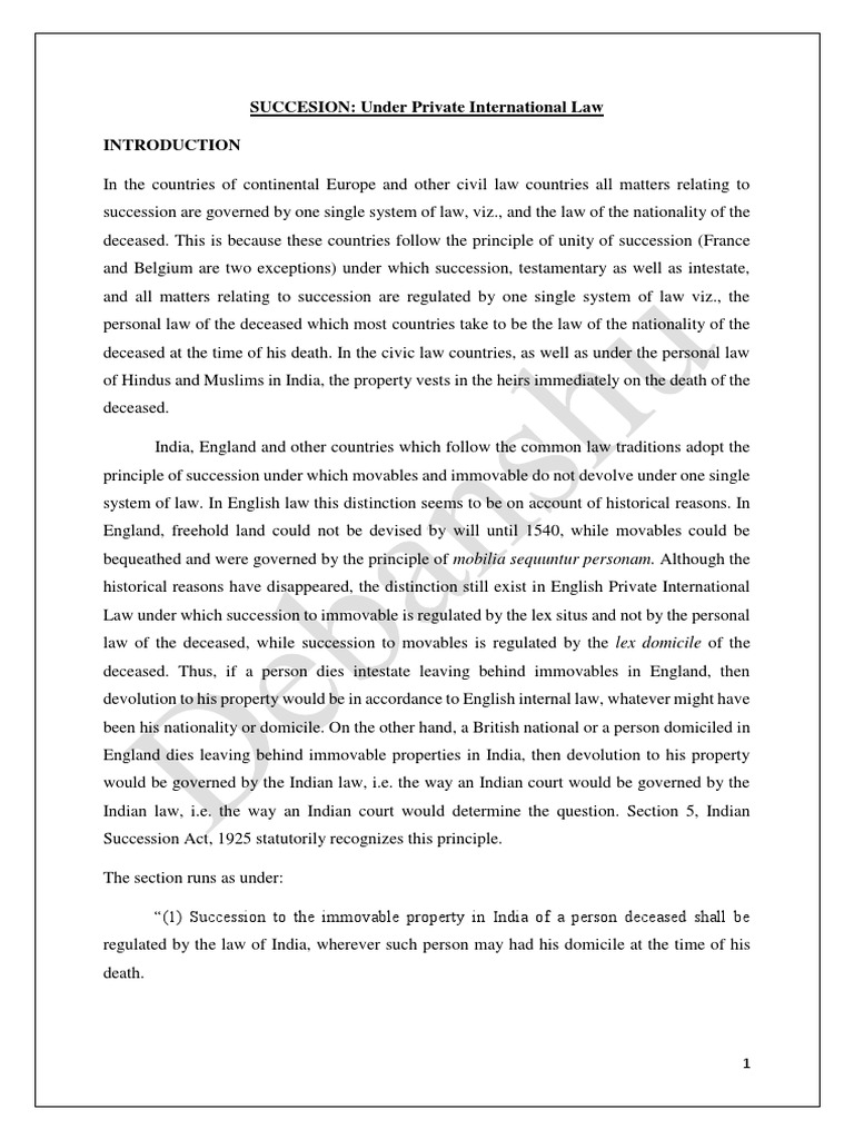 International Succession Law Overview | PDF | Will And Testament | Probate