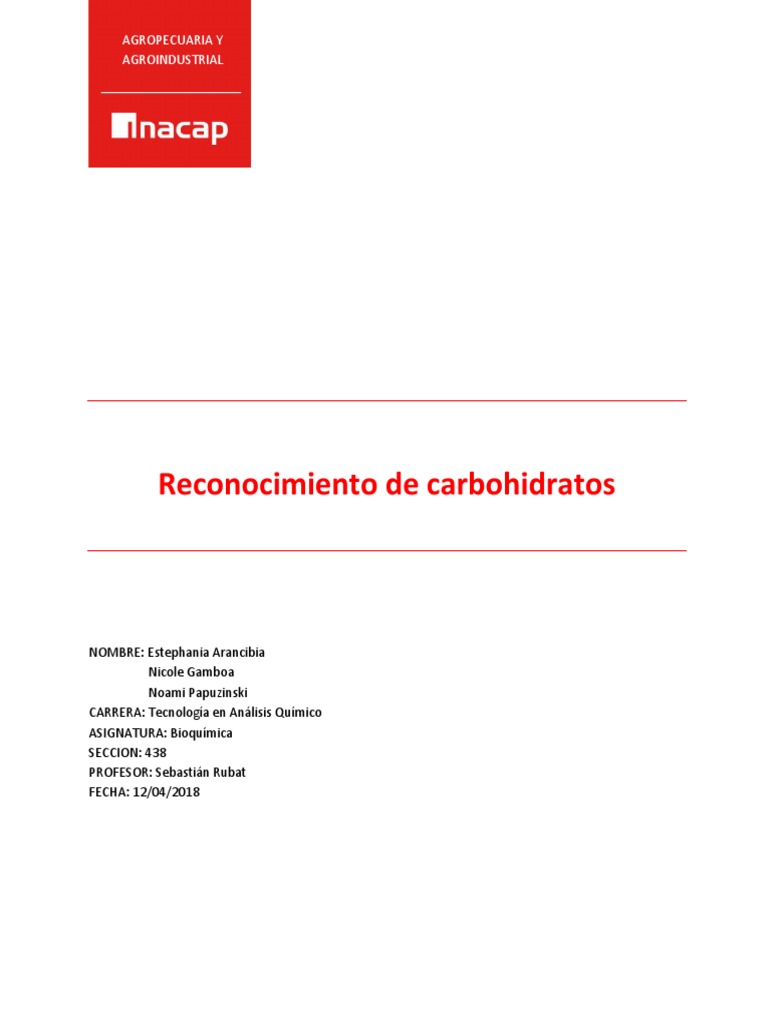 Informe Reconocimiento de Carbohidratos | PDF | Sacarosa | Glucosa