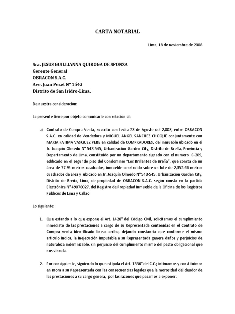 Carta Notarial (Modelo) | PDF | Virtude | Informação governamental