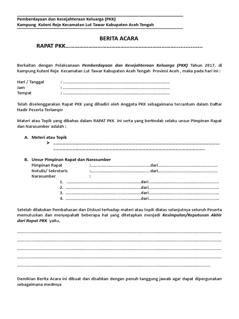 Ba - Rapat PKK | PDF