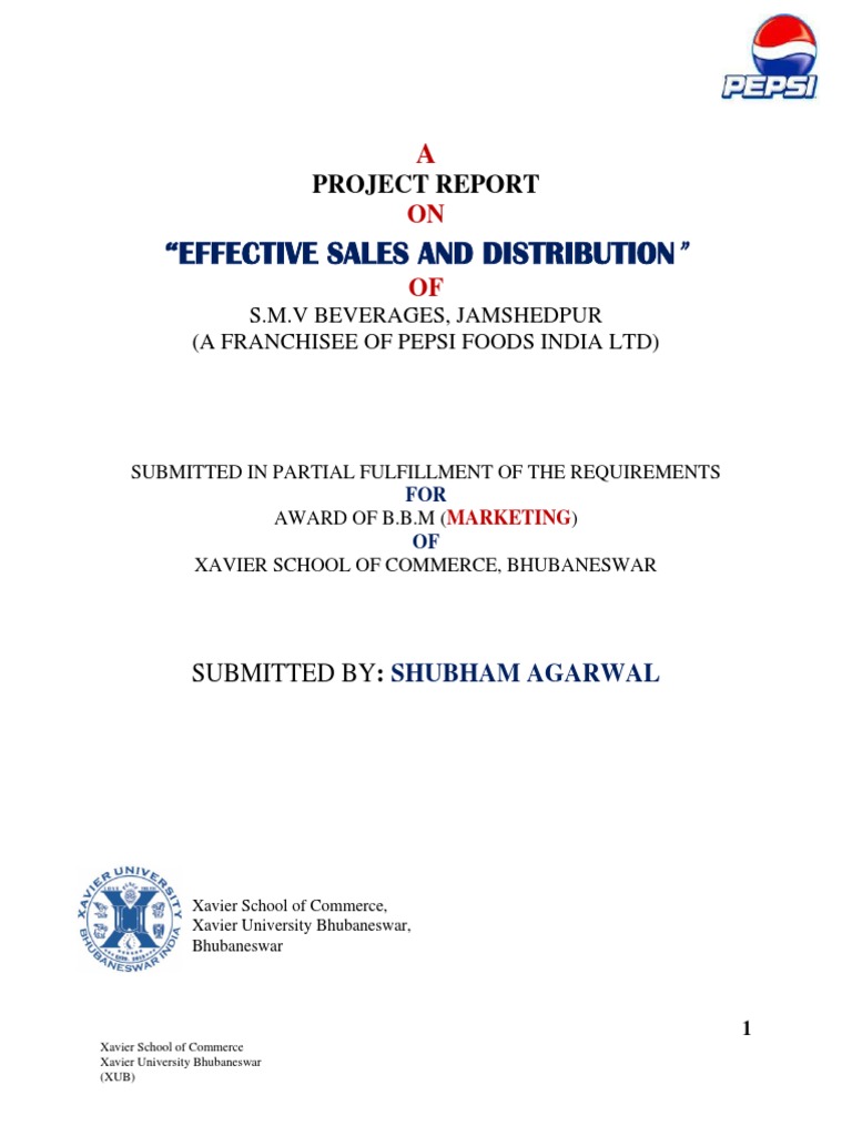 "Effective Sales and Distribution": Project Report | PDF | Pepsi ...