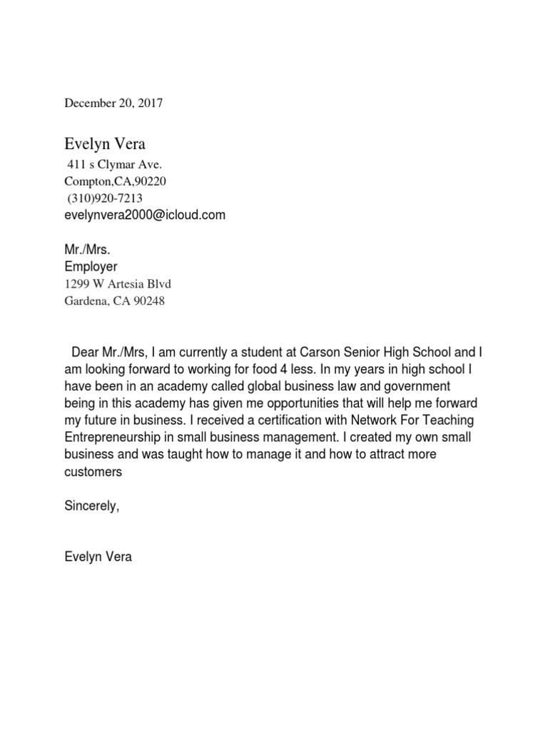 Evelyn Cover Letter | PDF