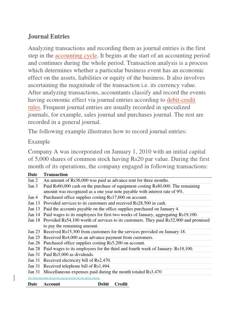 Accounting Cycle: Journal Entries | PDF | Debits And Credits | Expense