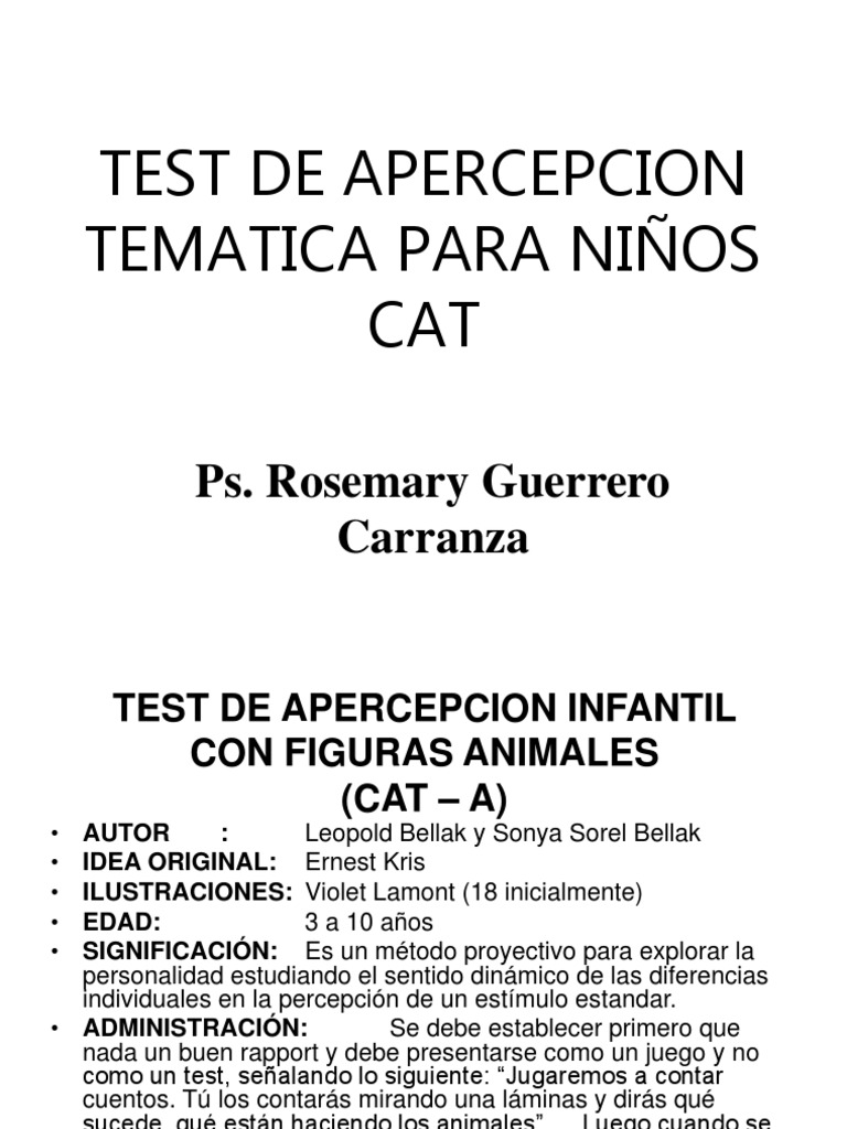 Test CAT-A: Análisis Proyectivo Infantil | PDF | Conceptos psicologicos ...