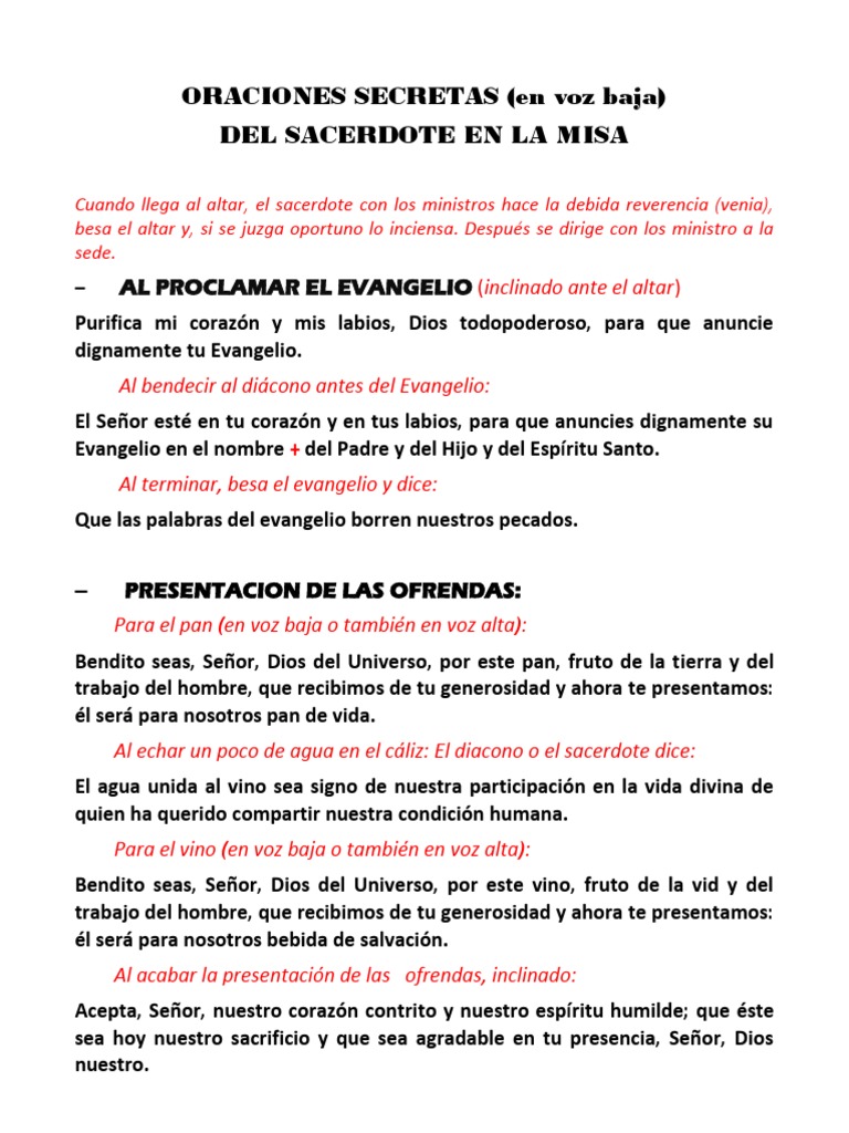 Oraciones Secretas | PDF | eucaristía | Comportamiento religioso y ...