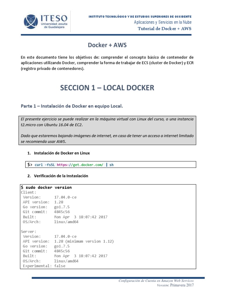 Docker + AWS Ejercicio en Clase | PDF | Servidor HTTP Apache | Computación en la nube