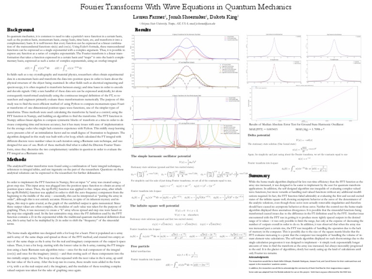Fourier Transforms of Wave Functions | PDF | Fast Fourier Transform ...