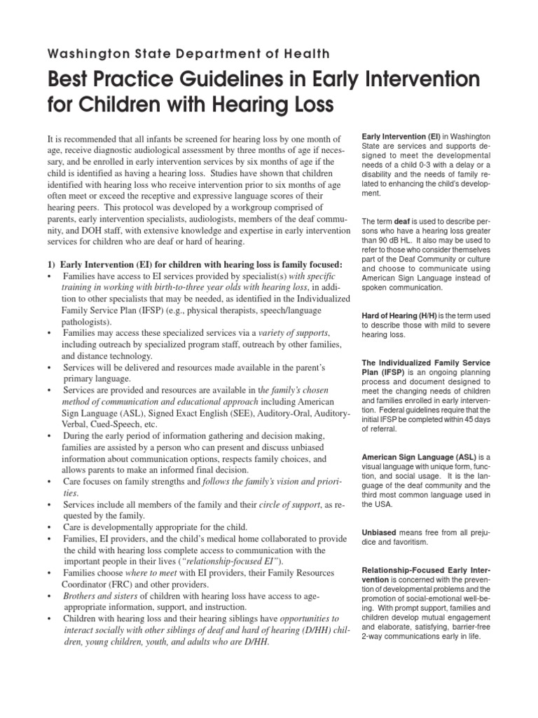 Best Practice Guidelines in Early Intervention For Children With ...