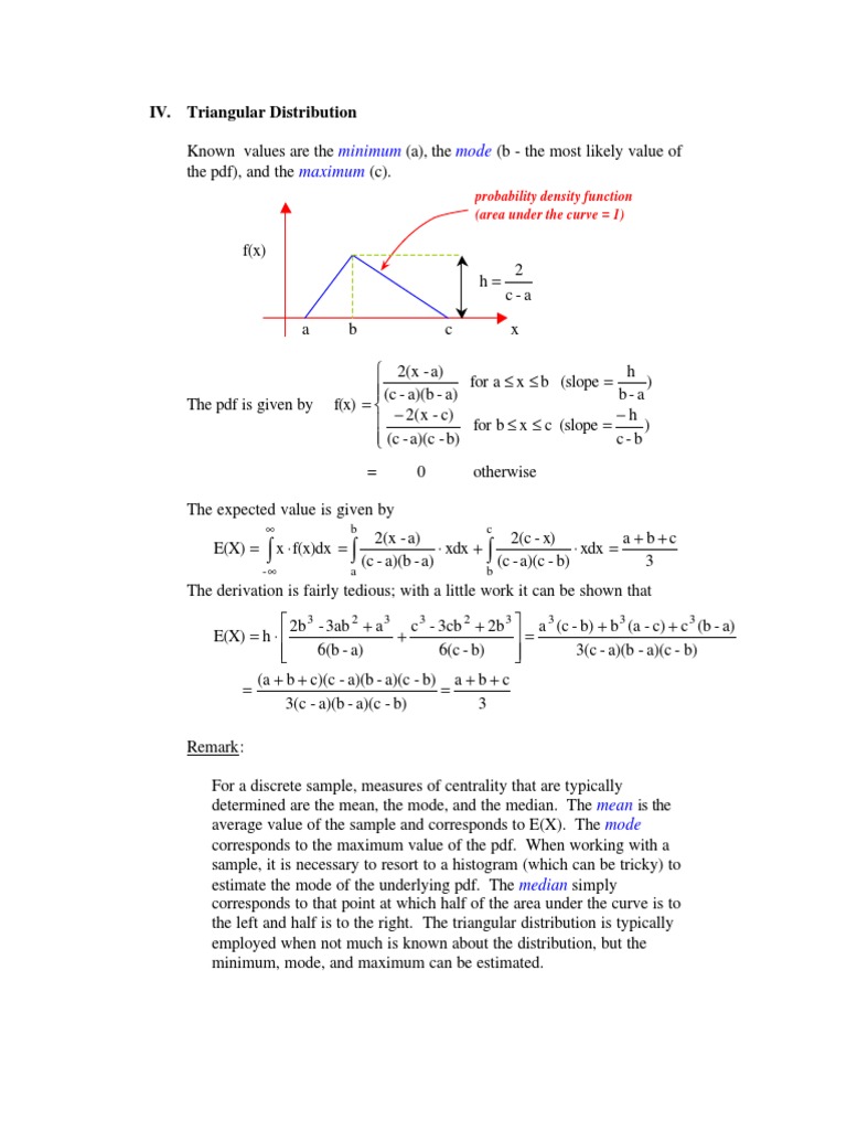 IV. Triangular Distribution: Minimum Mode Maximum | PDF | Mode ...