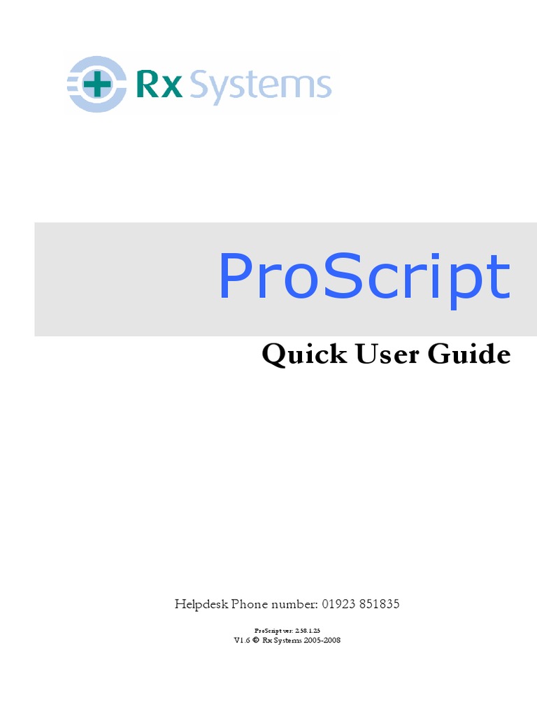 ProScript Quick User Guide | PDF | Dose (Biochemistry) | Chemistry