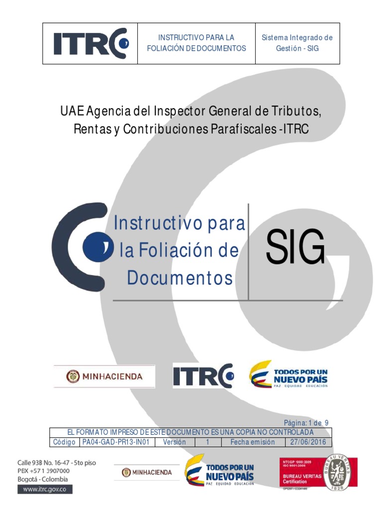 Instructivo para Foliacion de Documentos | Archivo de computadora | Hoja
