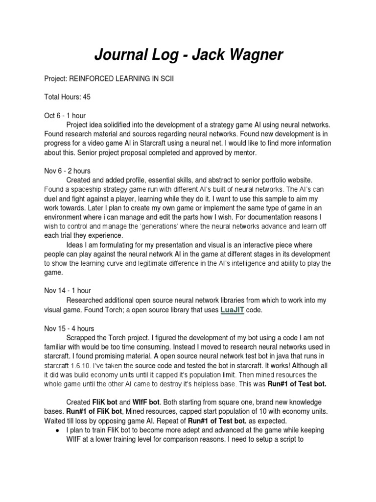 Project Log | PDF | Artificial Intelligence | Intelligence (AI) & Semantics