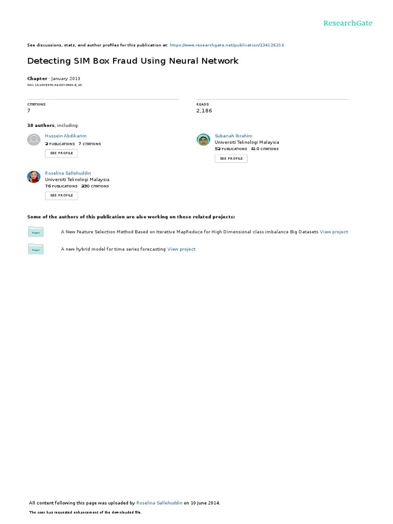 Detecting SIM Box Fraud with ANN | PDF | Artificial Neural Network | Accuracy And Precision