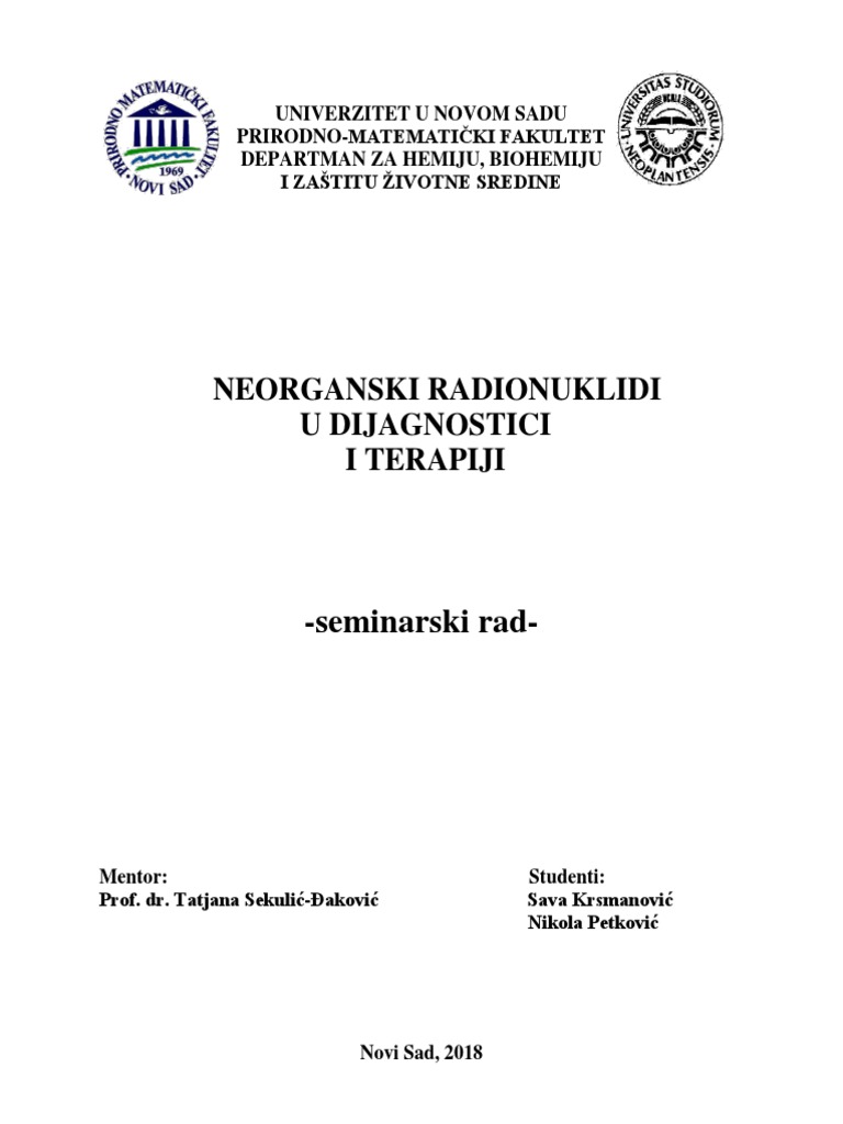 Radionuklidi U Dijagnostici I Terapiji | PDF