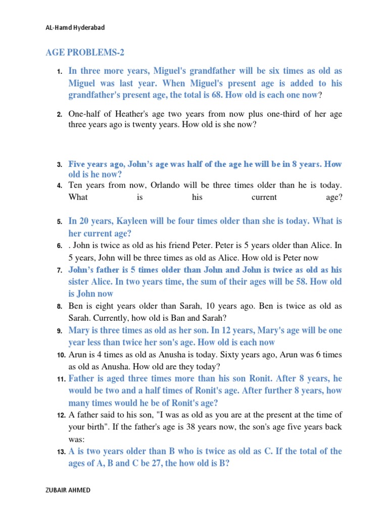 Age Problems 2 | Download Free PDF | Living Arrangements | Family