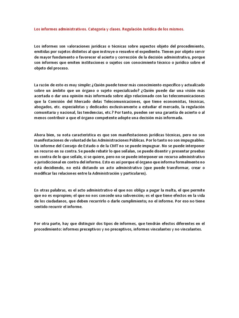 Estructura y Clases de Informes Administrativos | PDF | Conocimiento ...