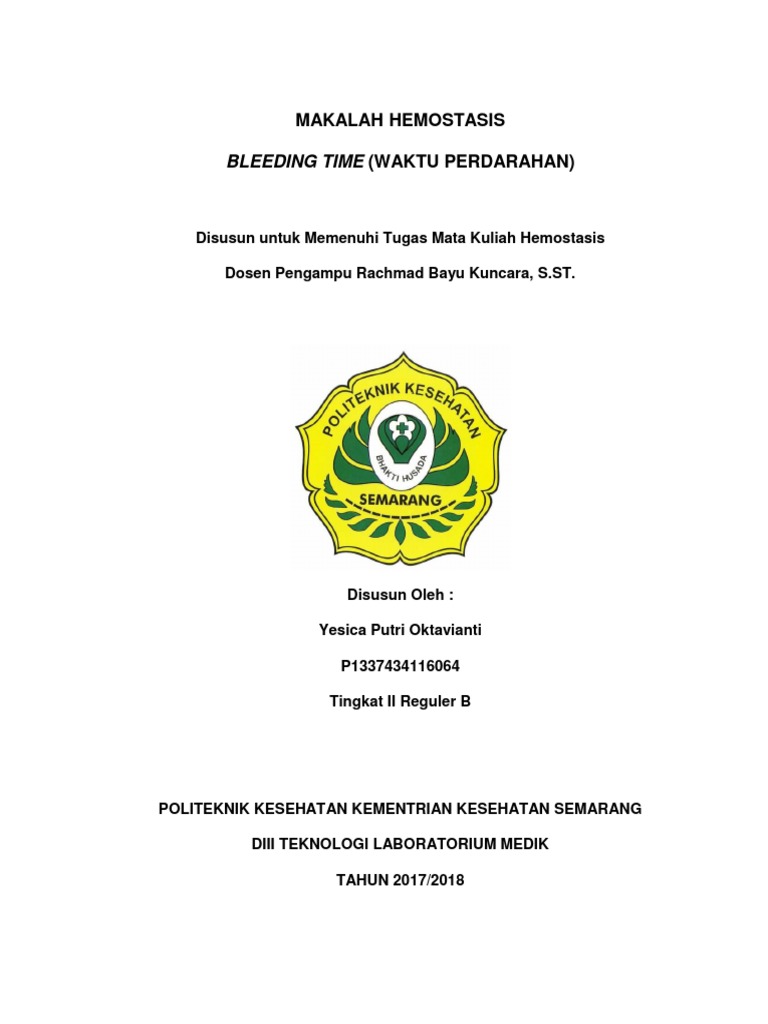Pemeriksaan Bleeding Time Metode Ivy dan Duke | PDF | Kesehatan ...