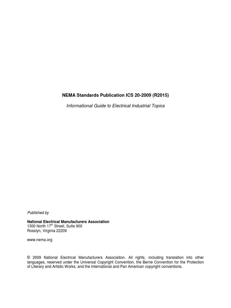 NEMA Standards Publication ICS 20-2009 (R2015) : Informational Guide To ...
