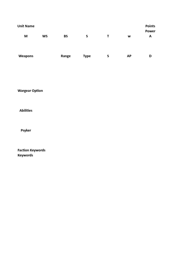 8th Edition 40k Unit Template | PDF