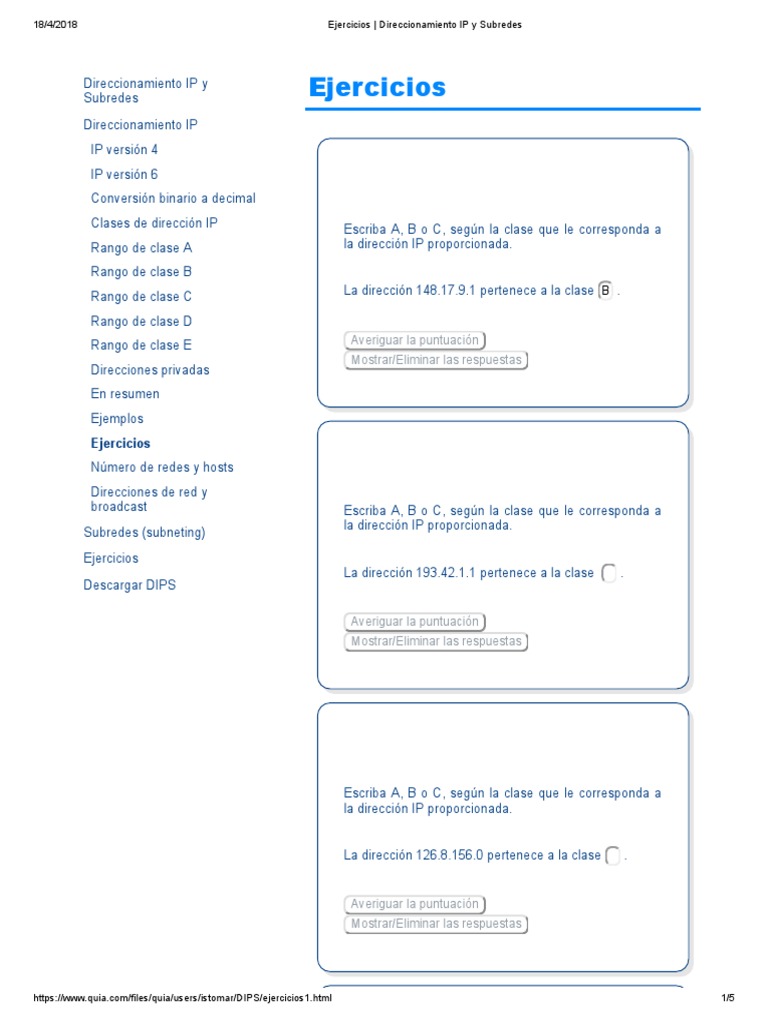 Ejercicios - Direccionamiento IP y Subredes | PDF | Dirección IP | Telecomunicaciones