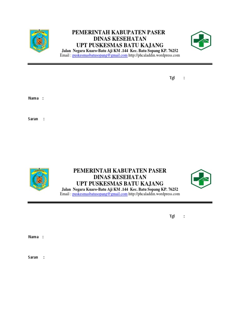 Form Kotak Saran | PDF