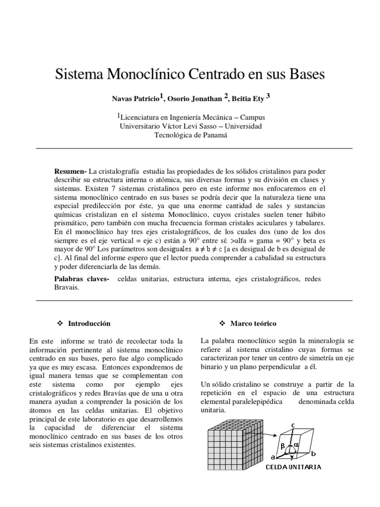 Grupo Monoclinico | PDF | Mineralogía | Cristalografía