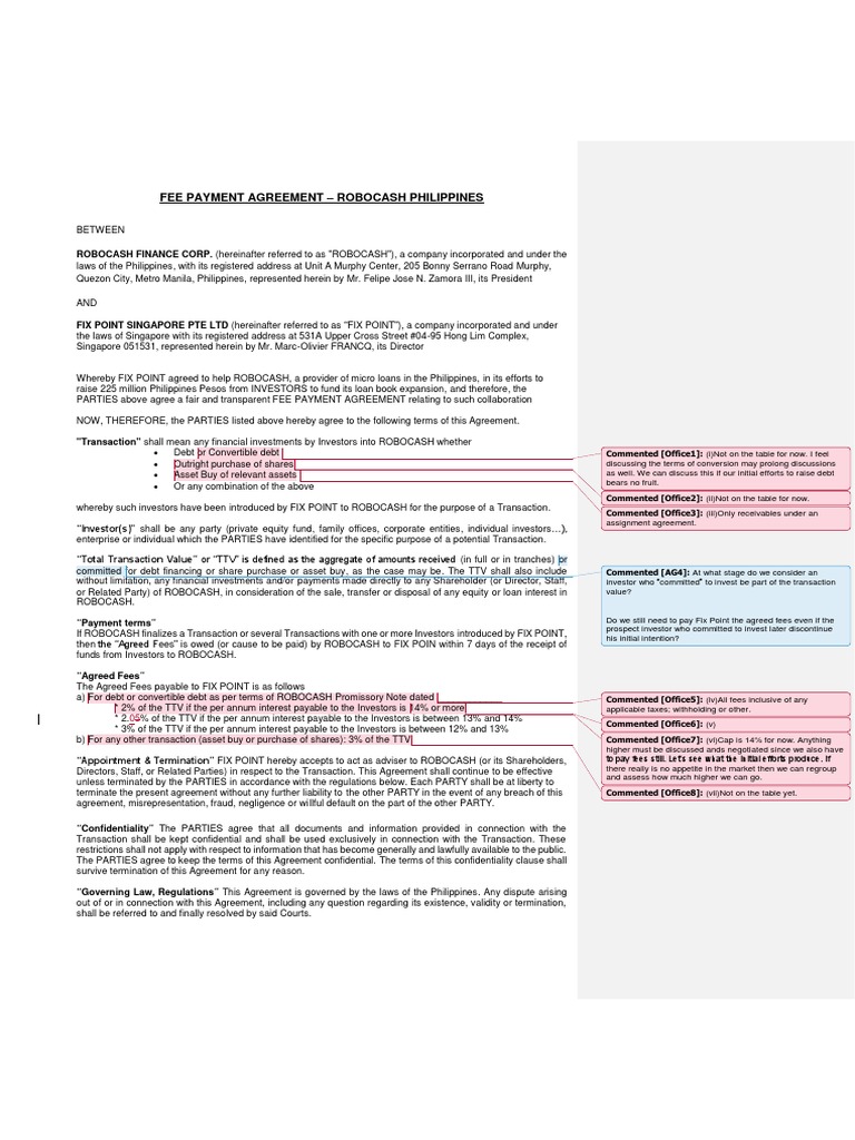 Fee Sharing Agreement Fix Point | PDF | Investor | Financial Transaction