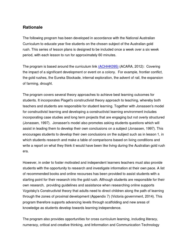 Rationale | PDF | Constructivism (Philosophy Of Education ...