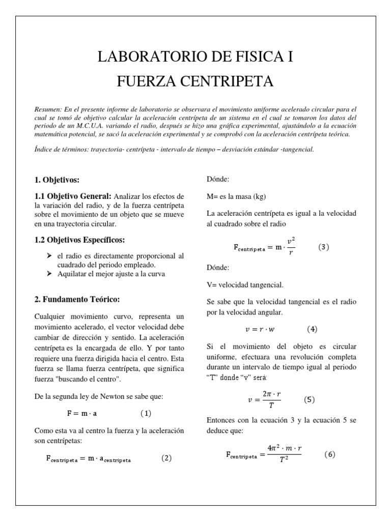 Fuerza Centripeta | PDF | Desviación Estándar | Movimiento (física)
