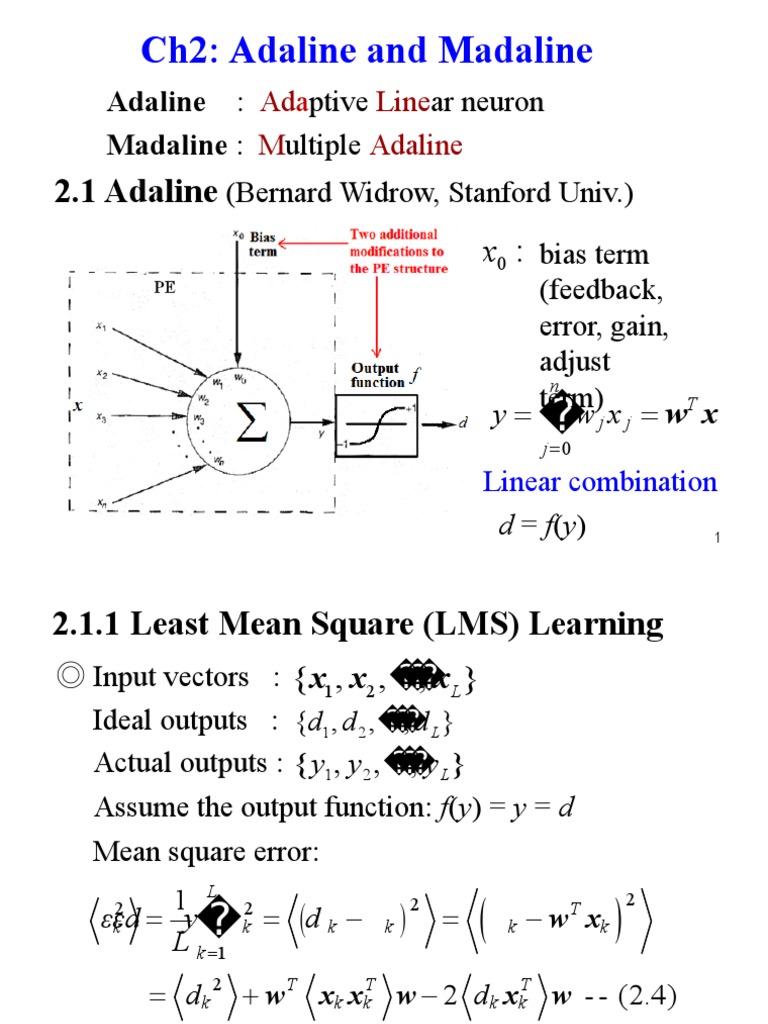 Adaline and Madaline: An Introduction to Adaptive Linear Neuron Networks and Their Applications ...