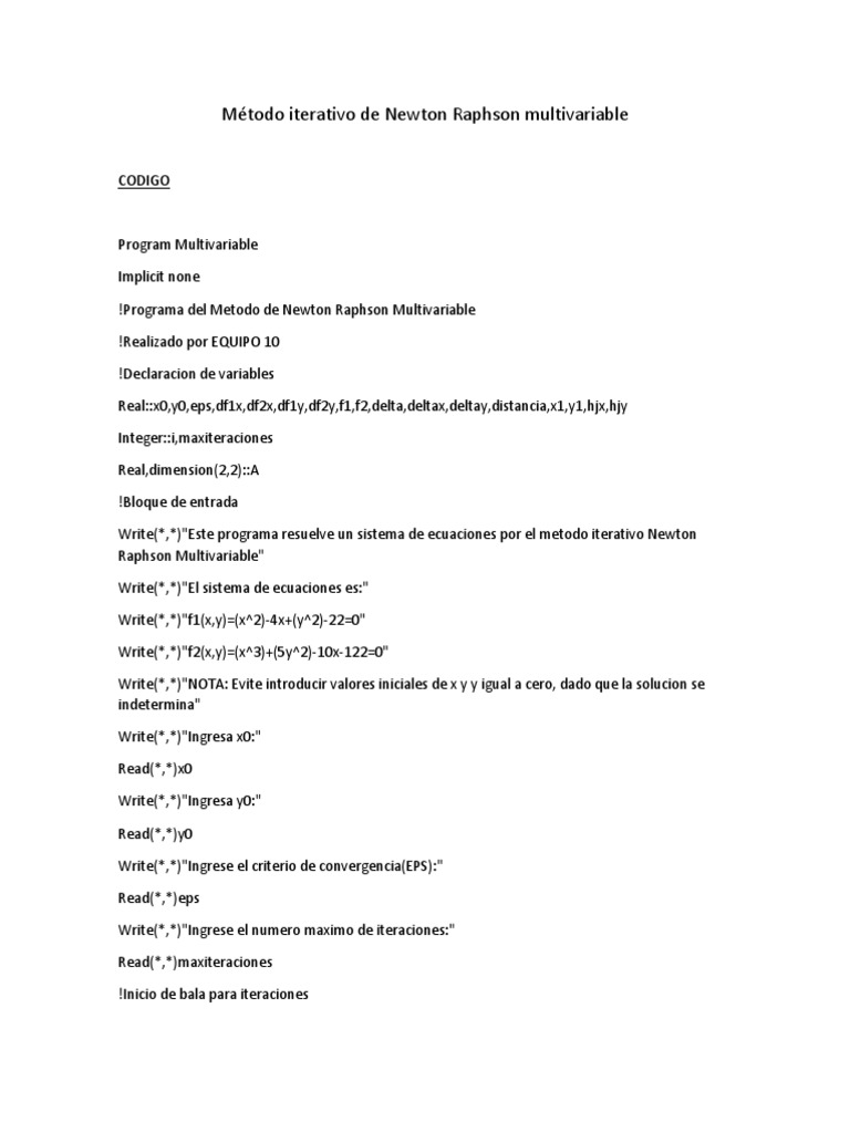 Método Iterativo de Newton Raphson Multivariable | PDF