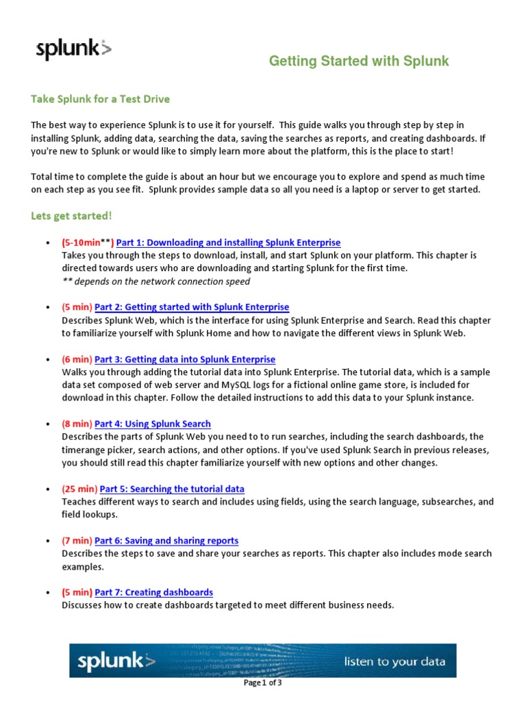 Take Splunk For A Test Drive: Getting Started With Splunk | PDF ...