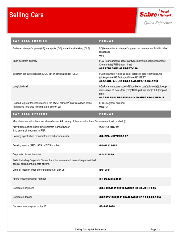 Selling Cars: Quick Reference | PDF | Service Industries | Business