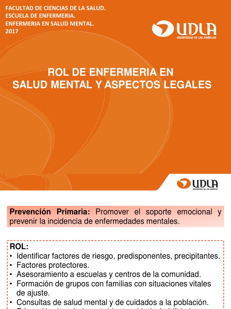 Rol de Enfermer A en Salud Mental | PDF | Salud mental | Enfermería