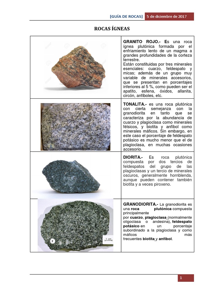 Tablas de Rocas | PDF | Roca (geología) | Roca clástica