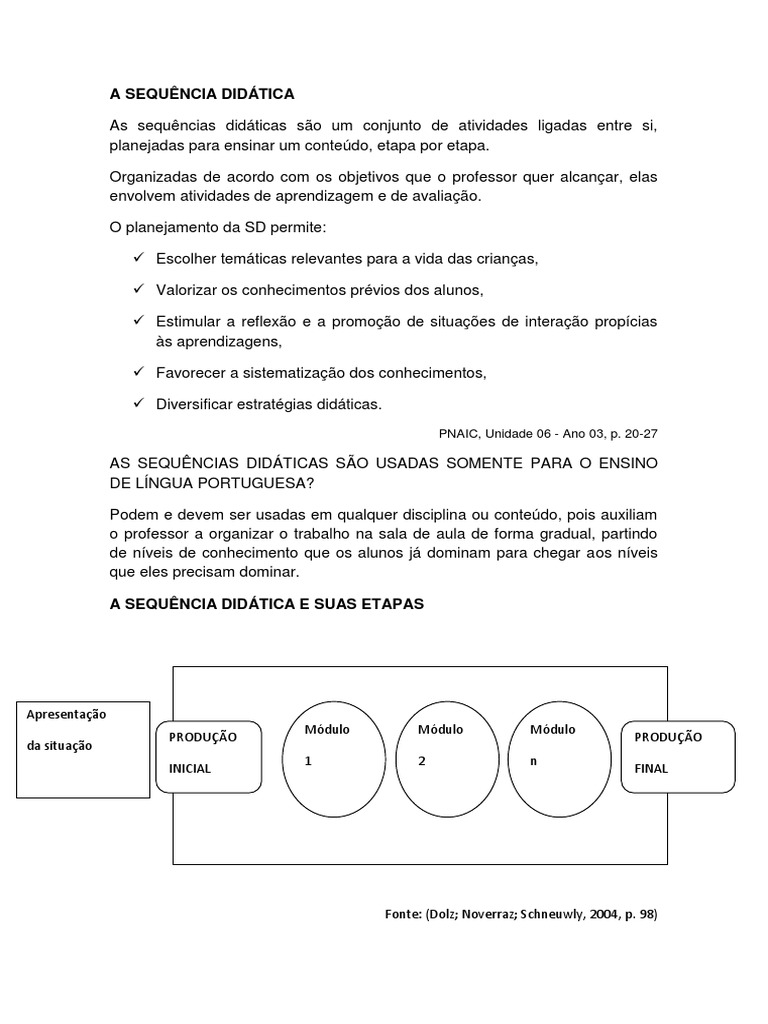 A Sequência Didática e Suas Etapas | PDF | Planejamento | Conhecimento