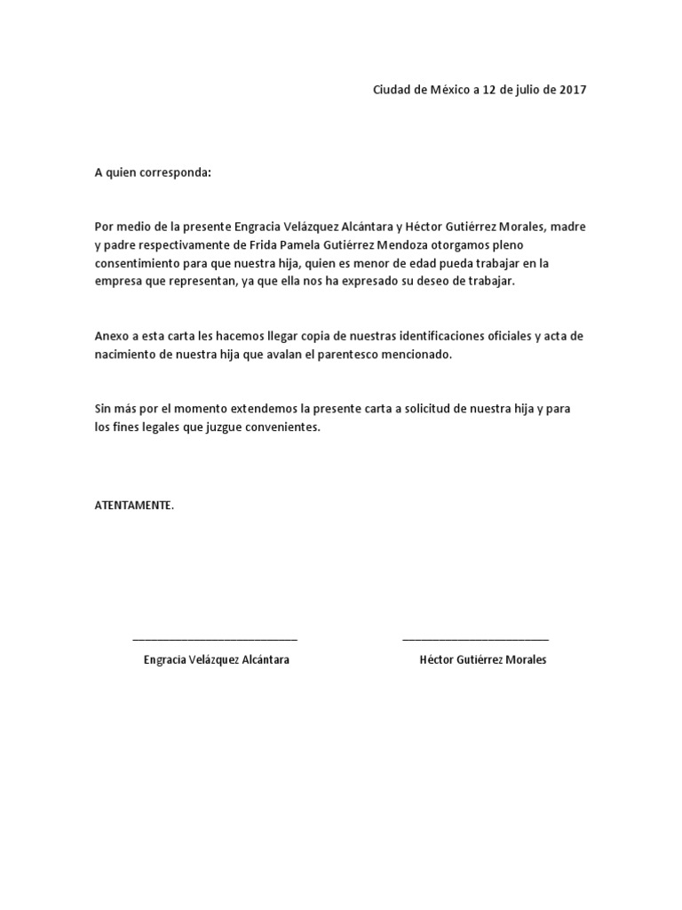 Carta Compromiso Laboral | PDF