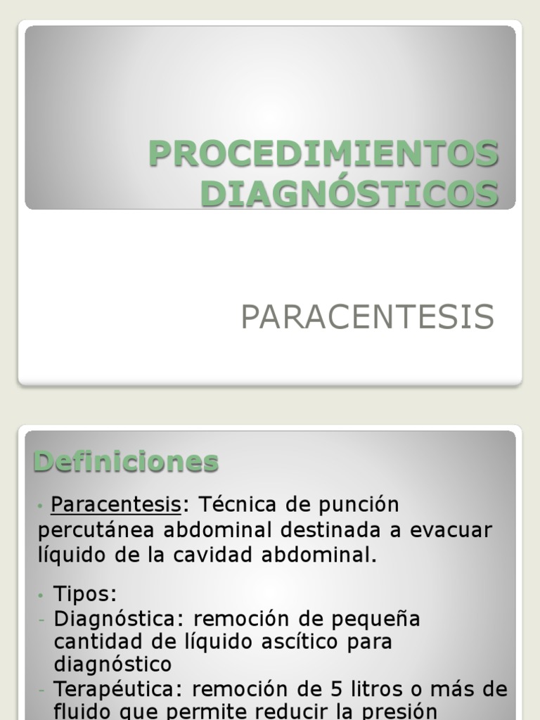 Paracentesis | PDF | Abdomen | Enfermedades y trastornos