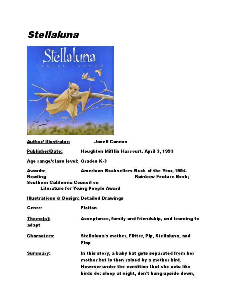 Stellaluna-Cover Sheet | PDF