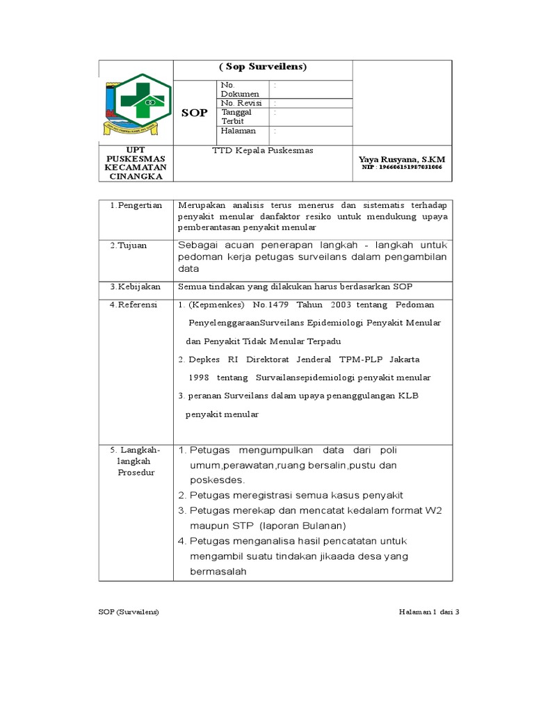 Template Sop Revisi 2.docx BR Survailens | PDF