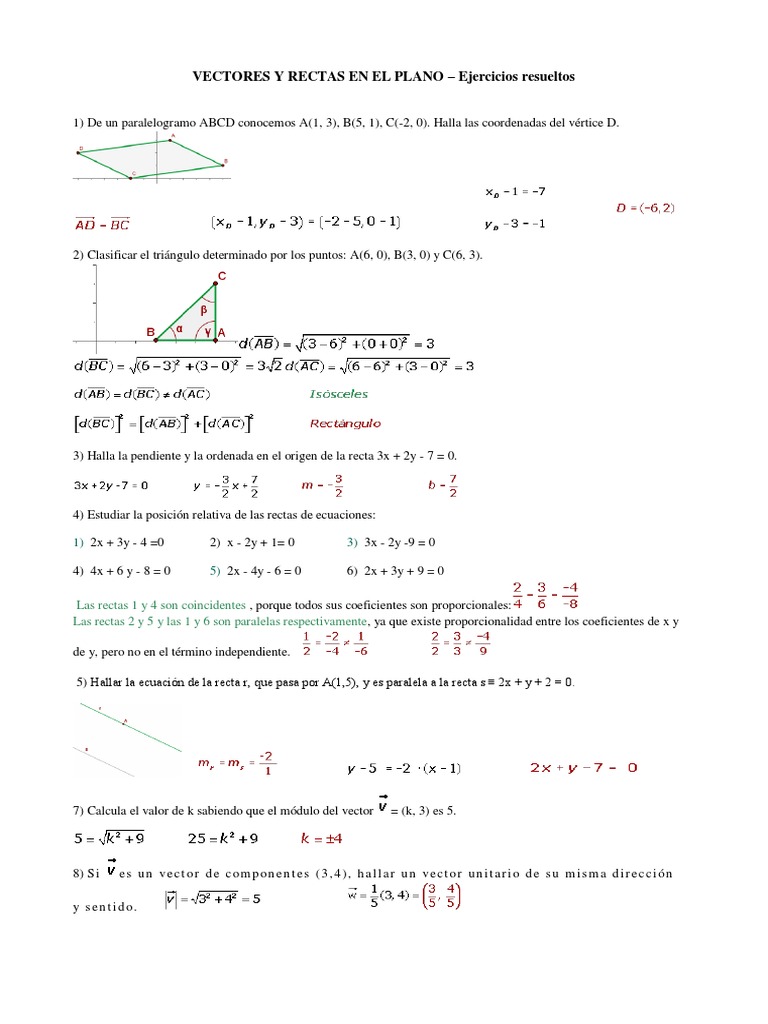 Ejercicios Resueltos de Vectores | PDF | Línea (geometría) | Triángulo