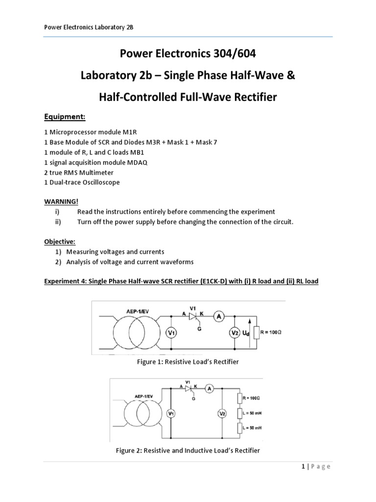 Power Electronics Laboratory 2B | Download Free PDF | Rectifier | Resistor