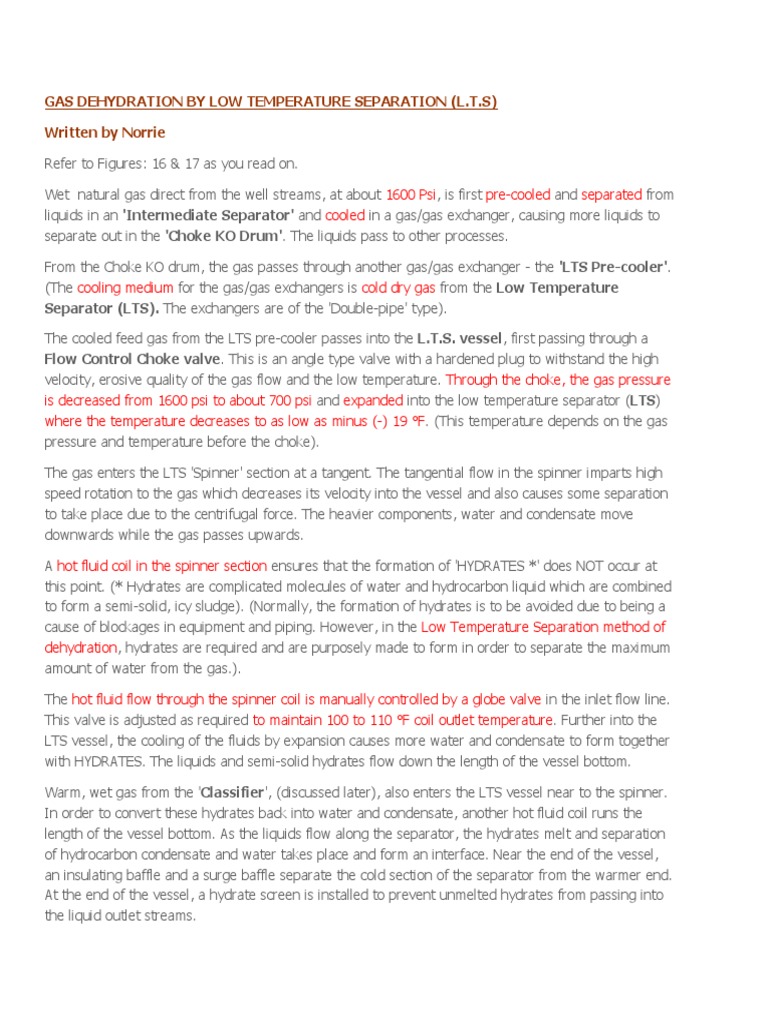 Gas Dehydration by Low Temperature Separation | PDF | Natural Gas ...