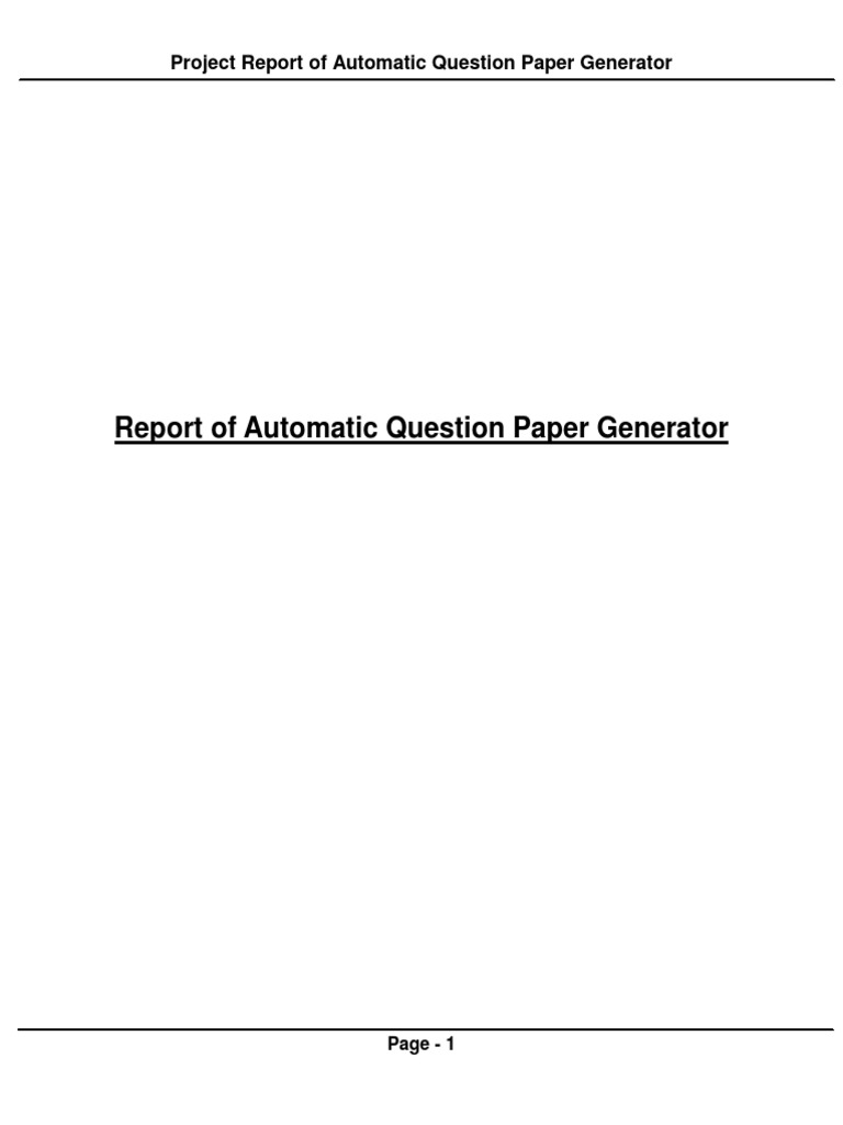 Automatic Question Paper Generator Software Testing Relational Database 9904