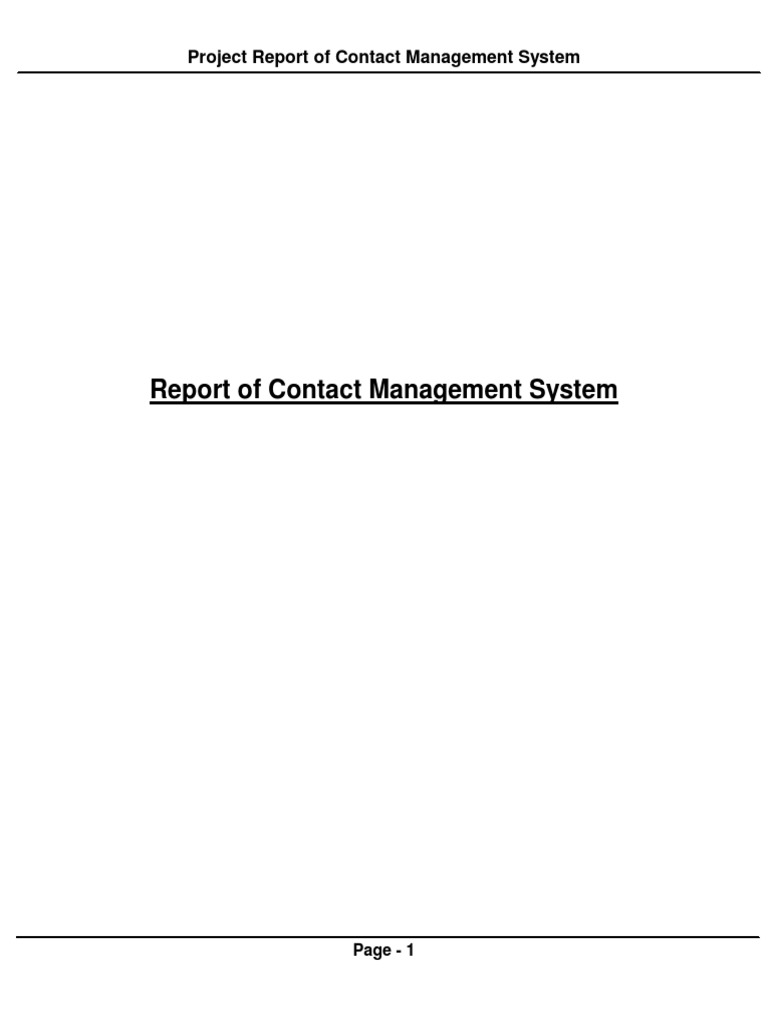 Contact Management System | PDF | Databases | Software Testing
