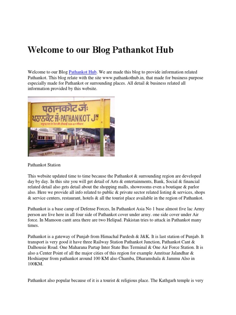 Pathankot Hub: Business & Tourism Guide | PDF | Travel