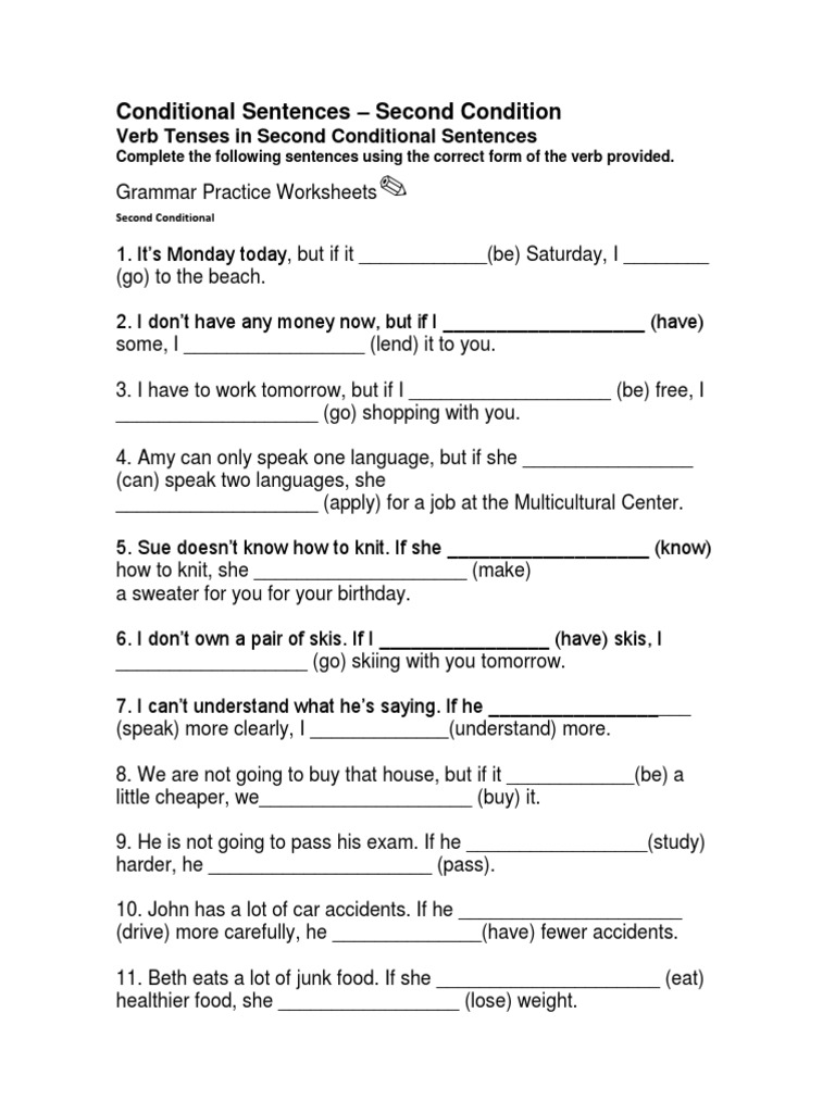 Second Conditional Grammar Exercises | PDF