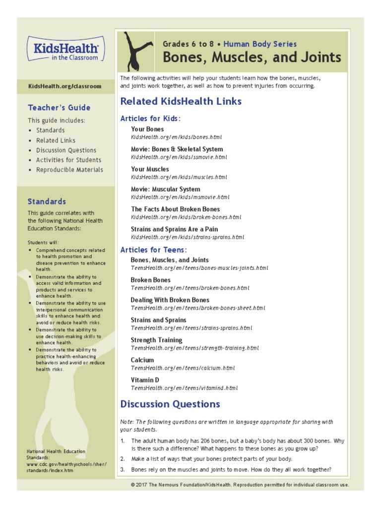 Bones, Muscles, and Joints: Related Kidshealth Links | PDF | Bone | Joint