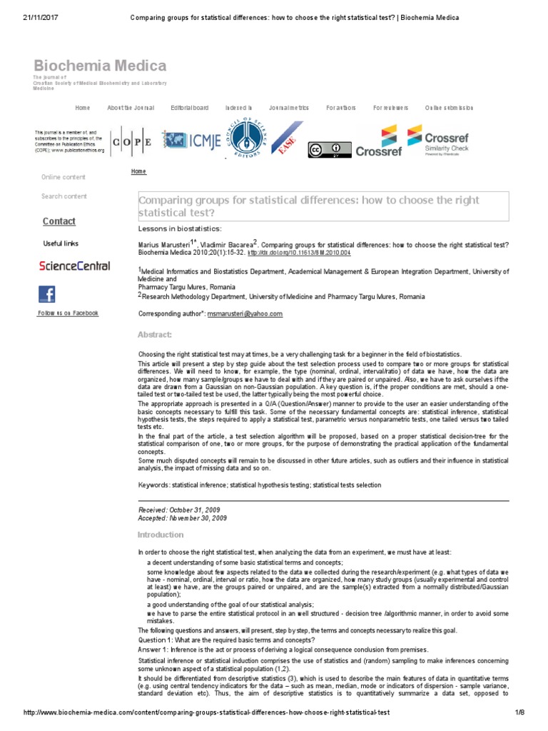 Comparing Groups For Statistical Differences - How To Choose The Right ...
