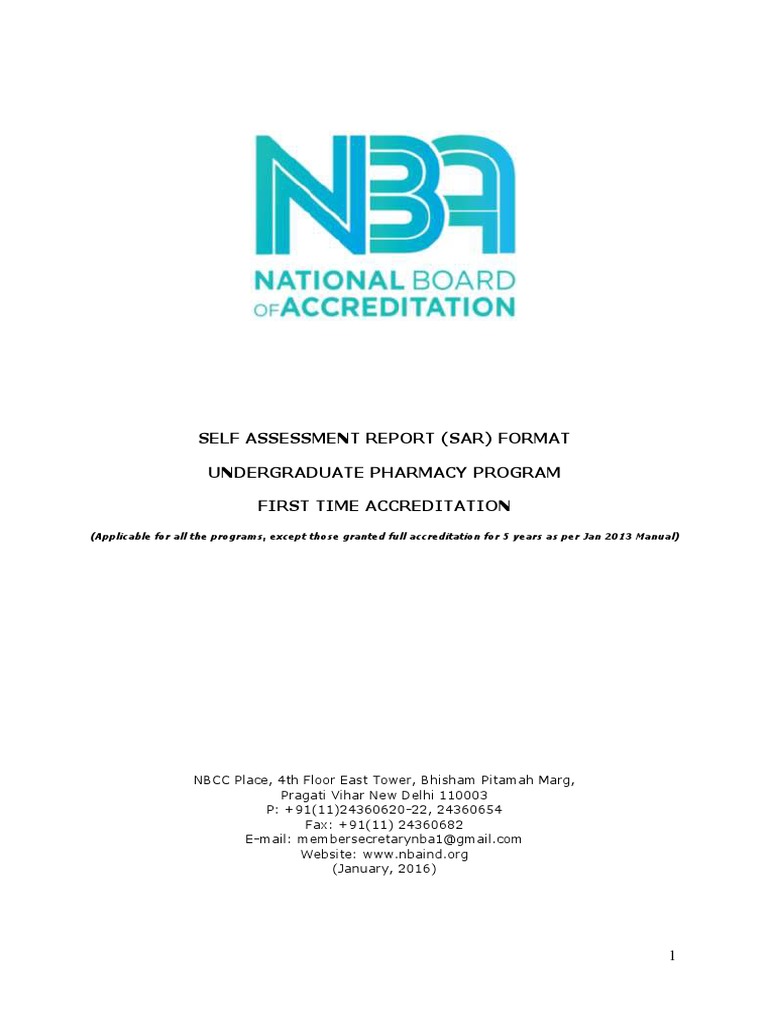 Nba Sar Format | PDF | Curriculum | Educational Assessment